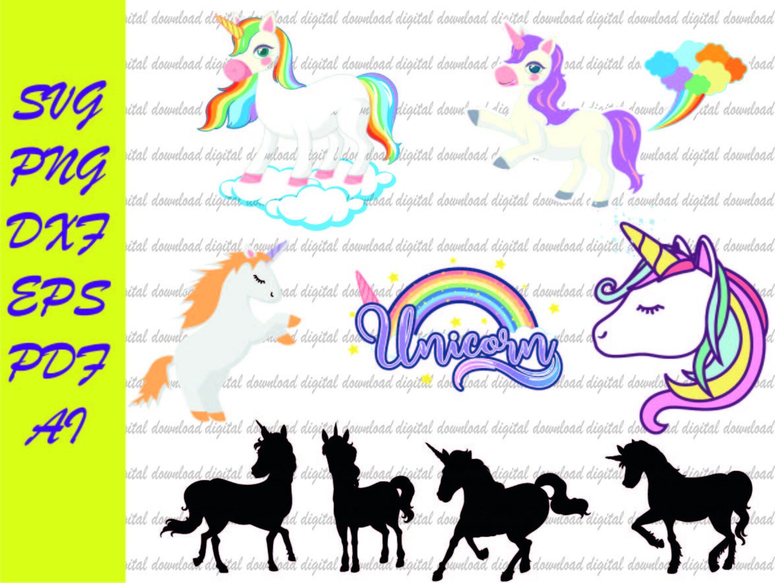Unicorn Bundle Svg, Bundle Svg, Unicorn Horn, Unicorn Clipart, Unicorn ...