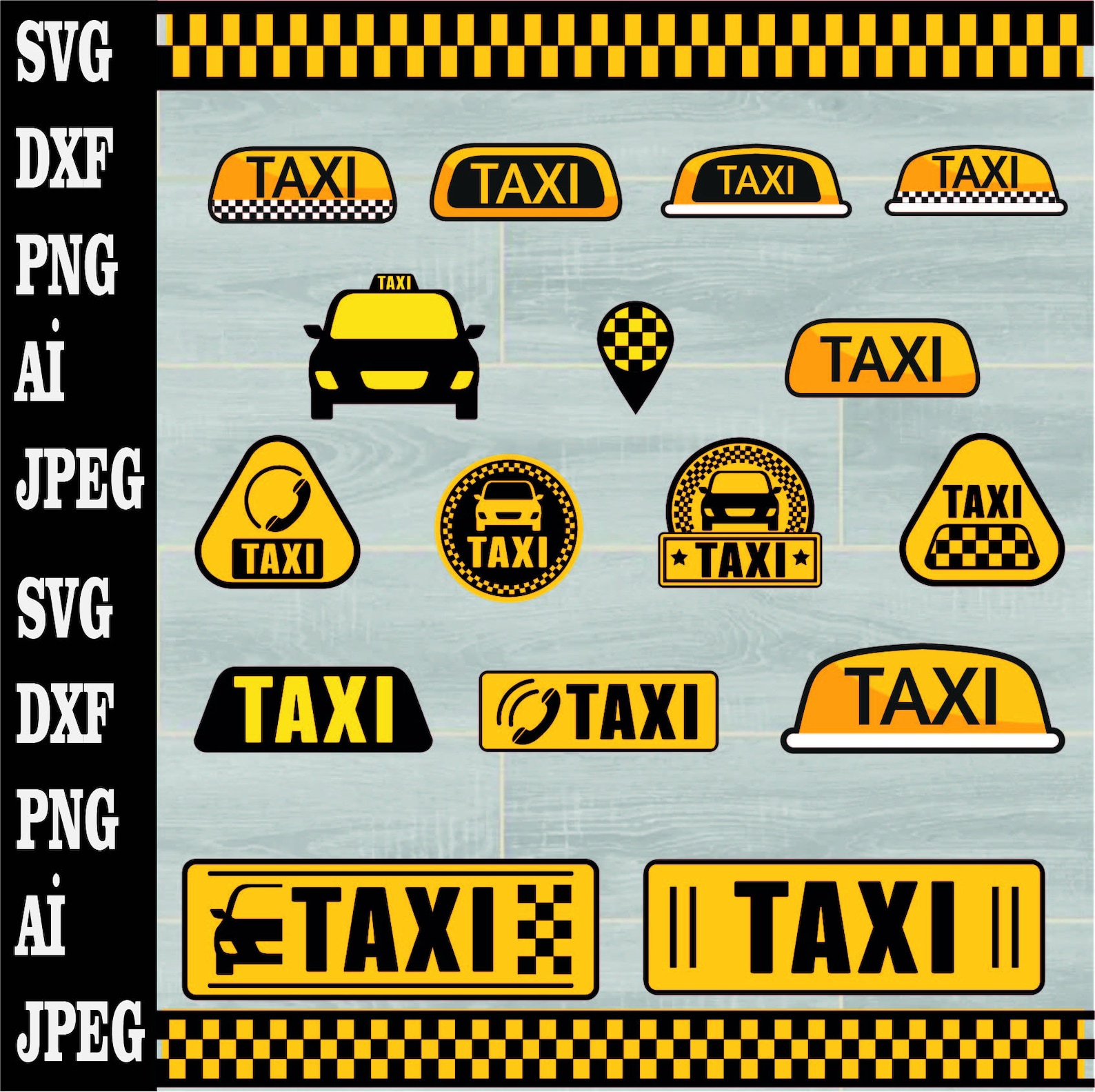 TAXI SVG, Svg, Taxi, Taxi Clipart, Taxi Car Svg, Cricut Space Svg, Taxi ...