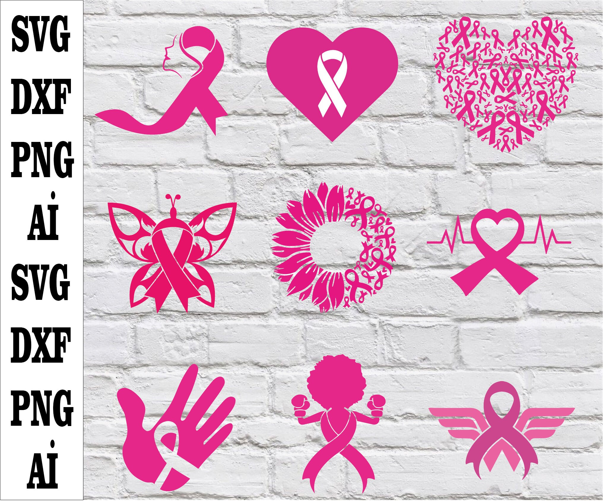 Breast Cancer SVG Bundle, Cancer Ribbon Svg, Pink Ribbon Svg,png,breast ...