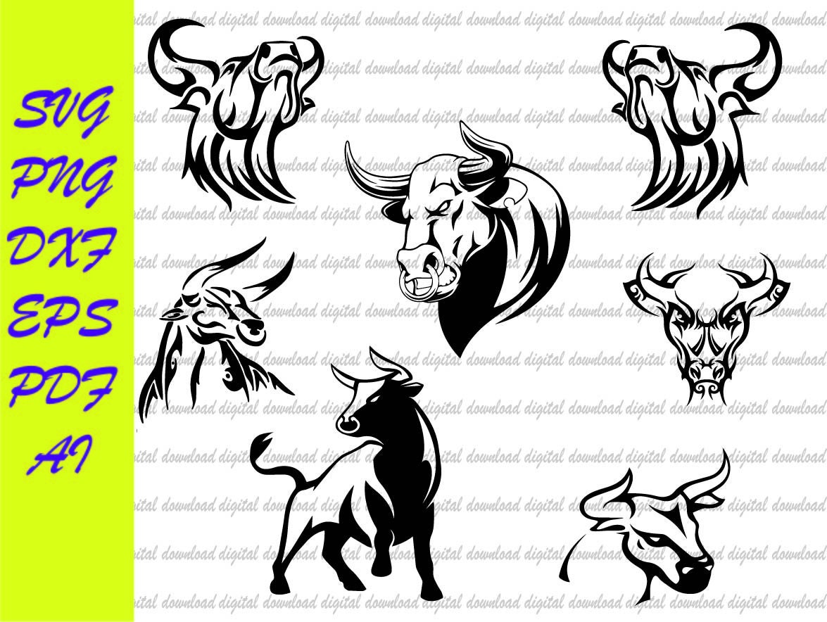 Bull Head SVG, Bull Head Png, Bull Clipart, Bull Cut File, Bull Stencil ...