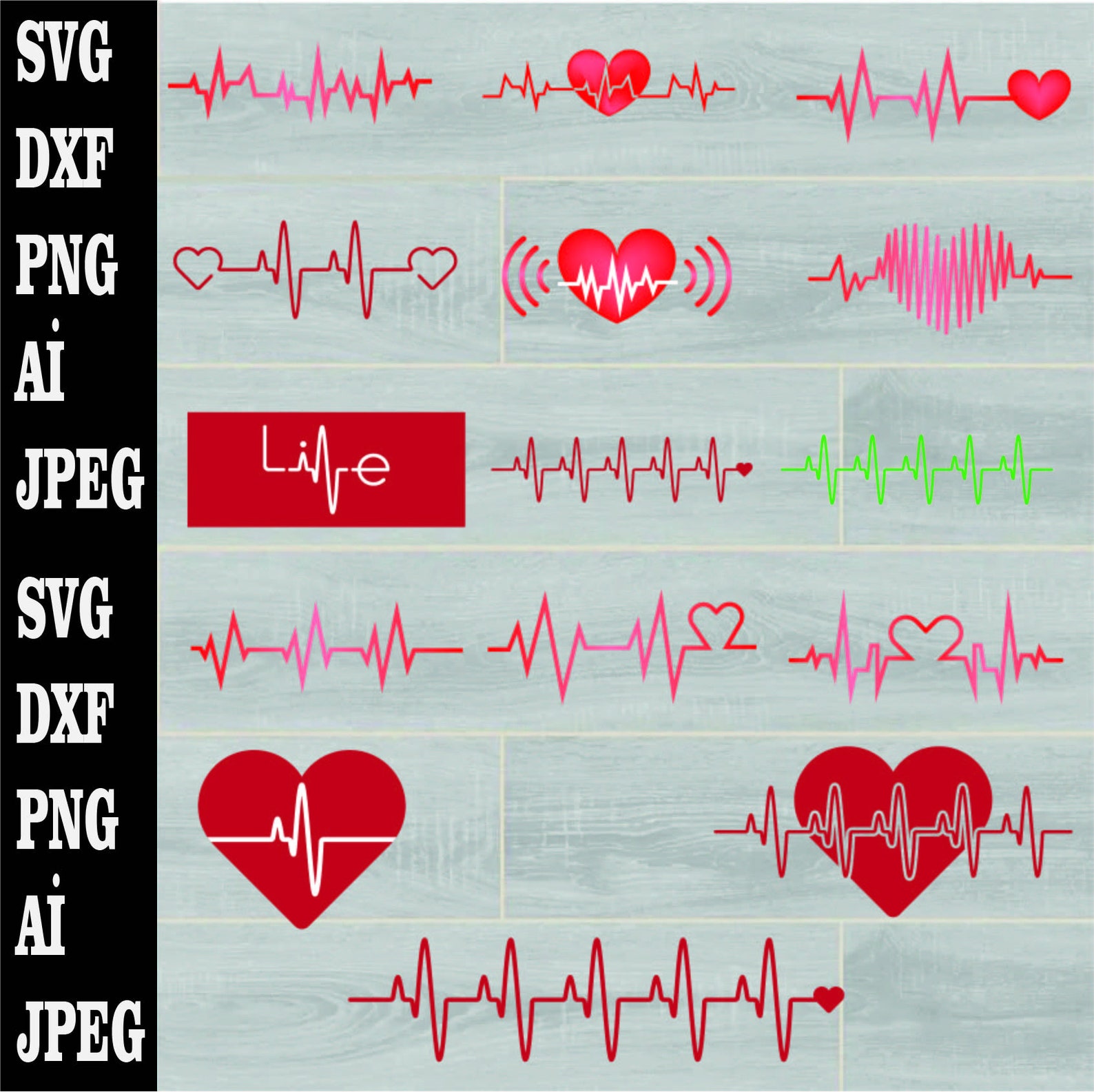 Heart Beat SVG |EKG SVG| Heartbeat Clipart| Heart Svg| V-day Cricut ...
