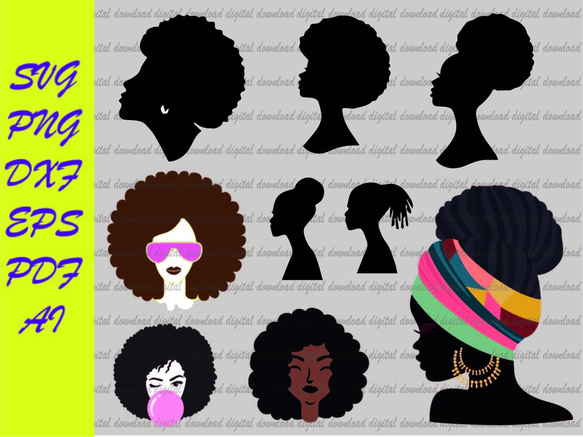 Black Woman With Glasses Svg, Afro Woman Svg, Natural Hair Svg, Melanin ...