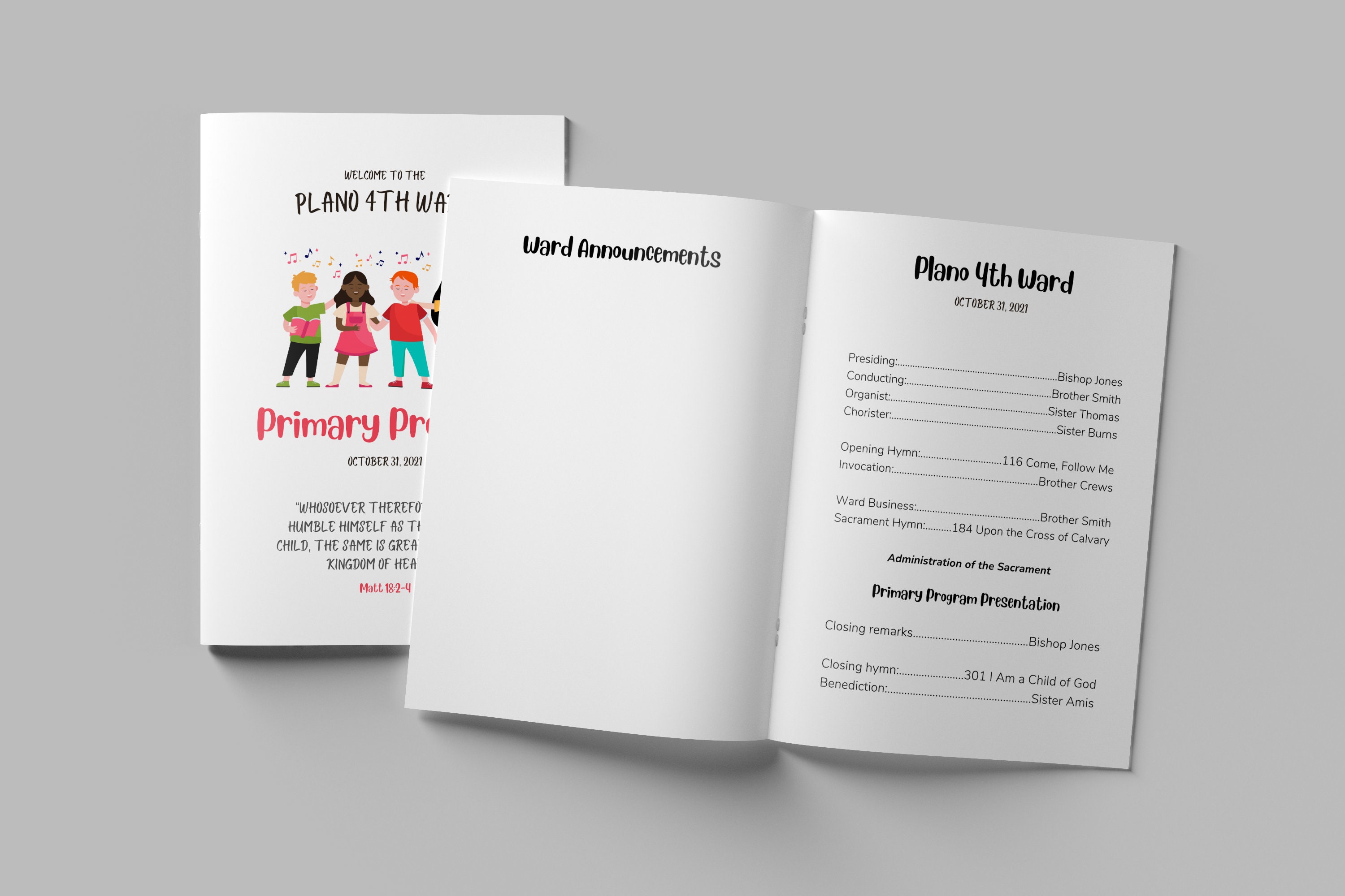 LDS Primary Program Cover LDS Primary Singing Time Choose the Right LDS ...