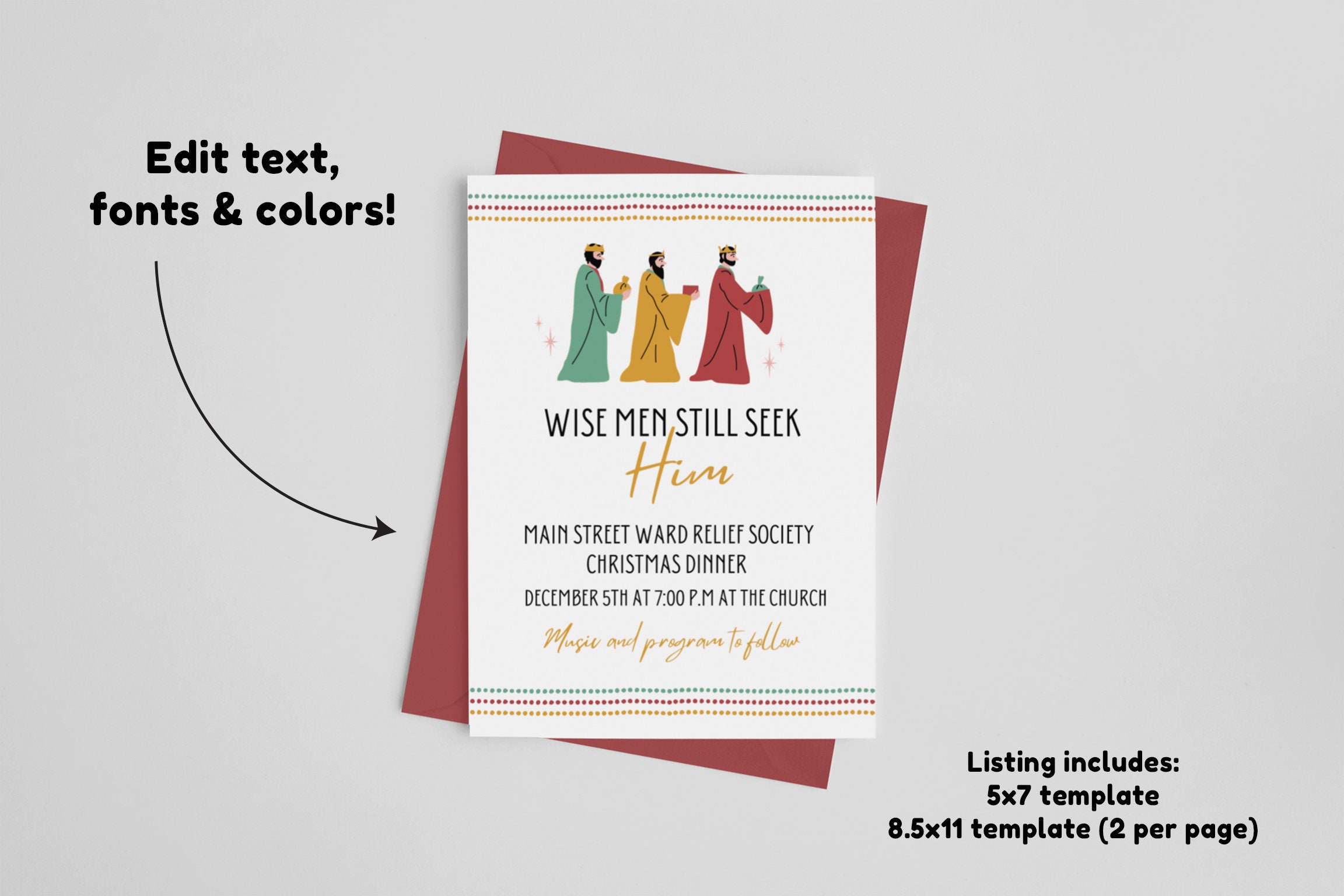 LDS Relief Society Christmas Activity Printable Invitation Wise Men ...