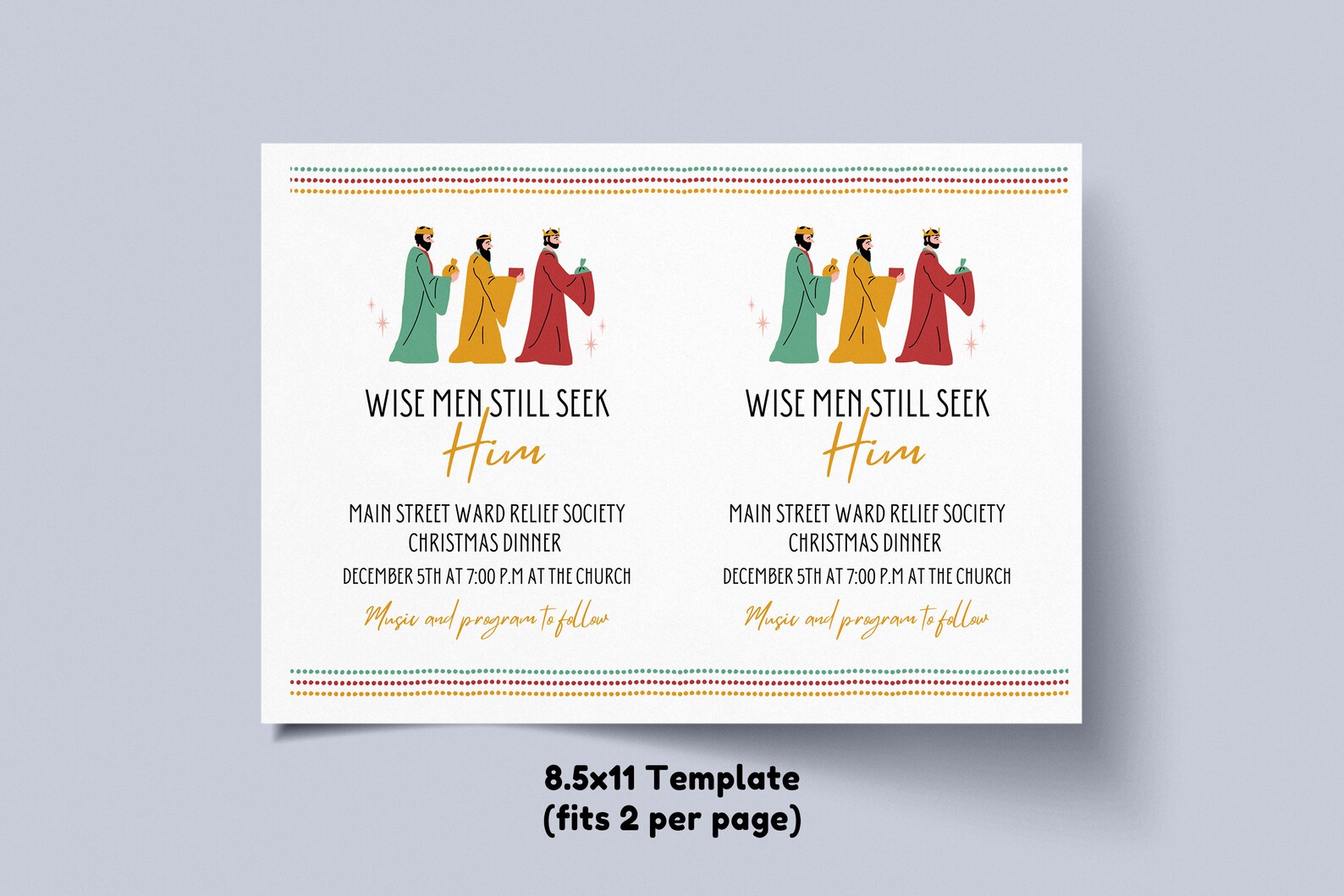 LDS Relief Society Christmas Activity Printable Invitation Wise Men ...