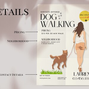 Dog Walking Business Flyer Editable Template on Canva for Dog Walkers ...