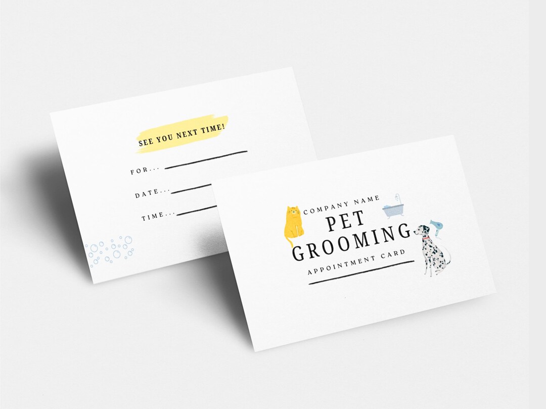 Personalizable Pet Grooming Appointment Card Digital Template for Dog ...