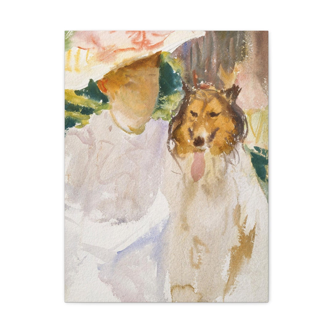 Classic Rough Collie Painting Matte Canvas Stretched - Etsy