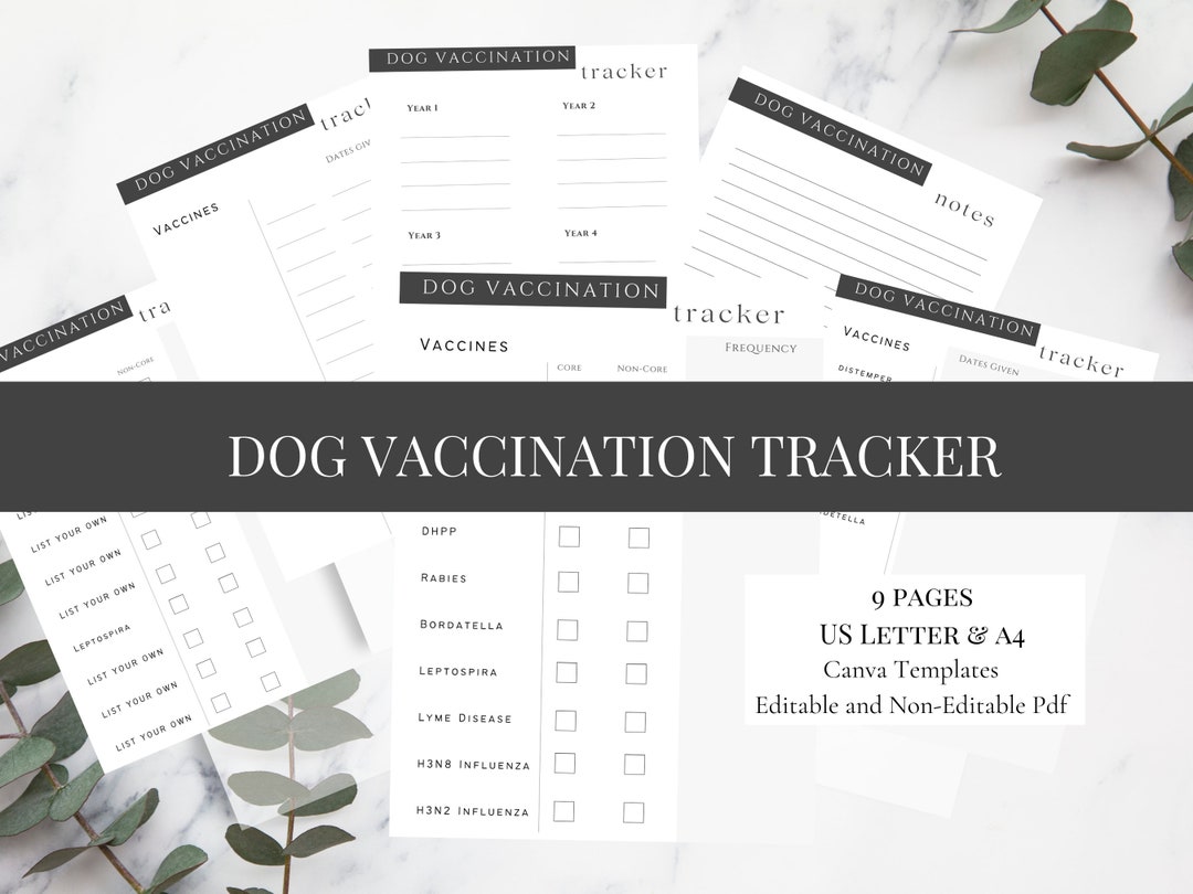 Dog Vaccination Tracker Puppy Planner Health Tracker for Dog Owners ...