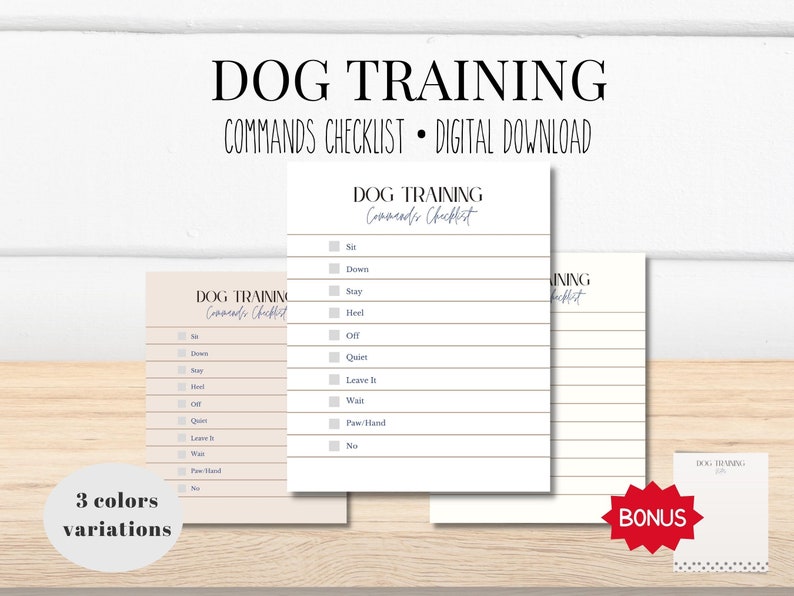 Dog Training Command List Checklist Digital Printable - Etsy