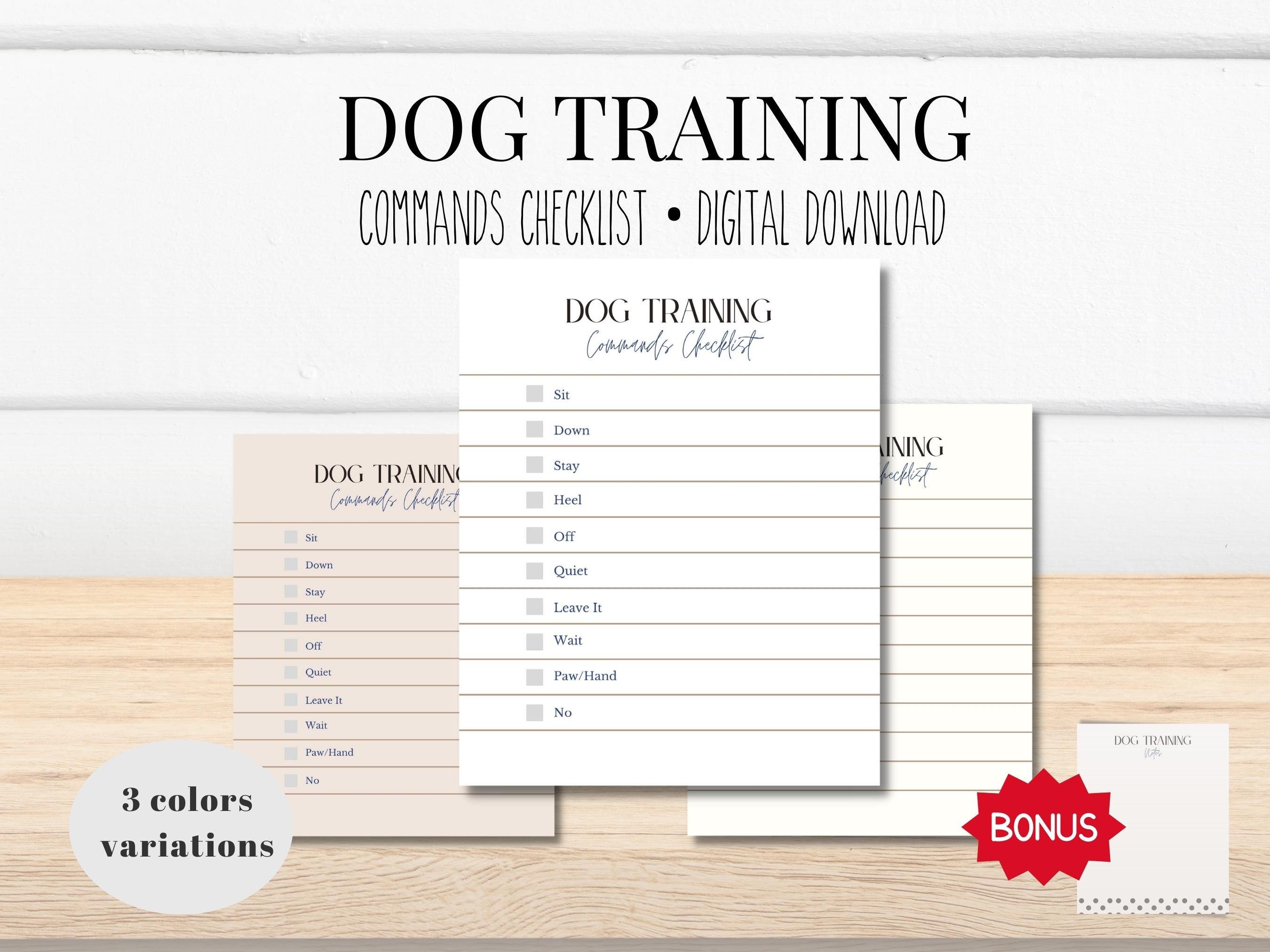 Dog Training Command List Checklist Digital Printable - Etsy