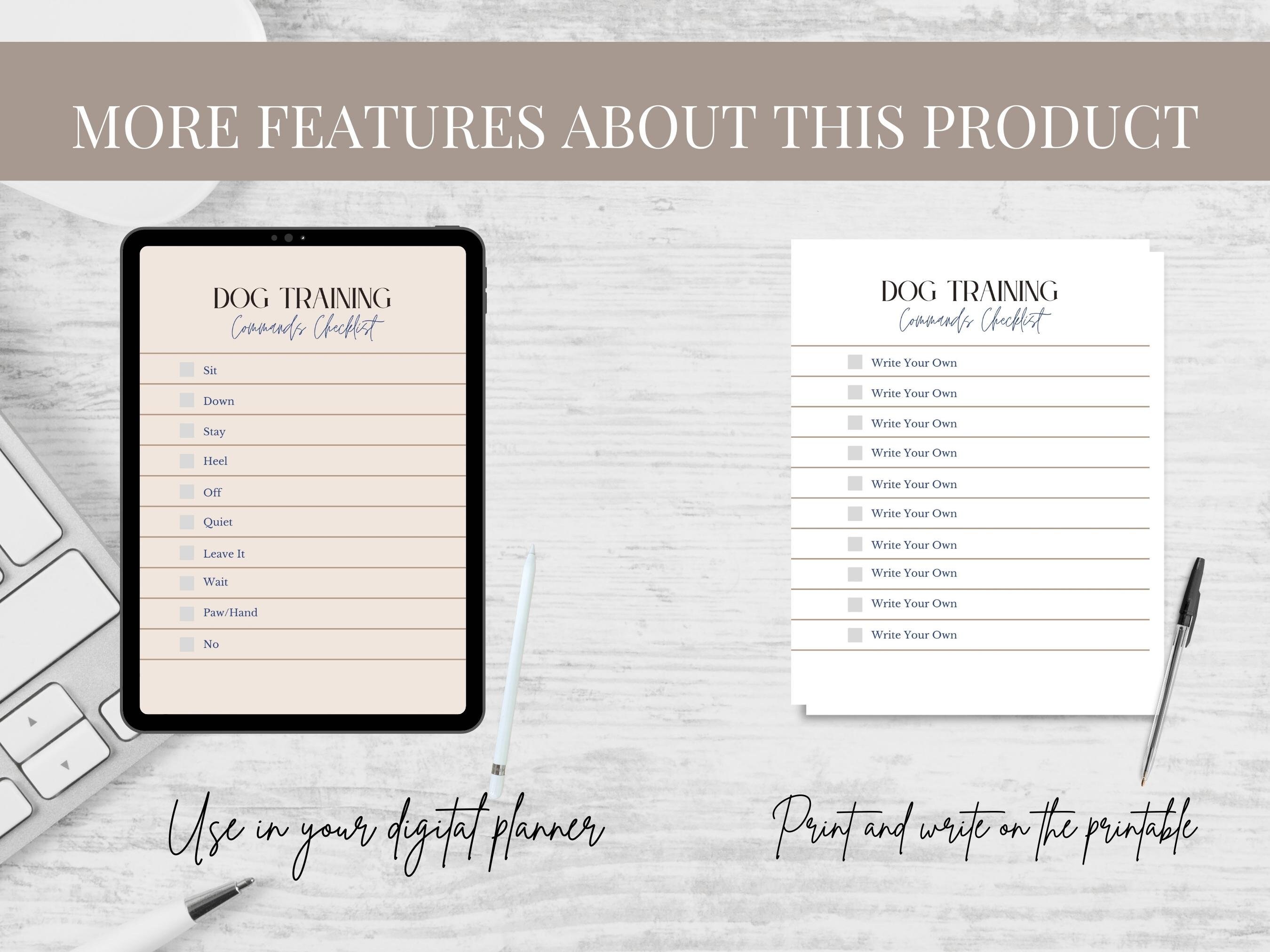 Dog Training Command List Checklist Digital Printable - Etsy