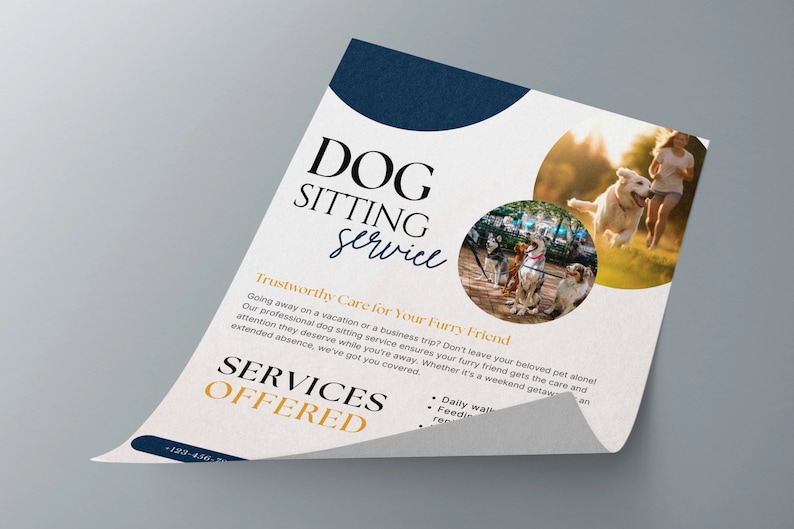 Professional Dog Sitting Service Flyer Customizable Editable on Canva ...