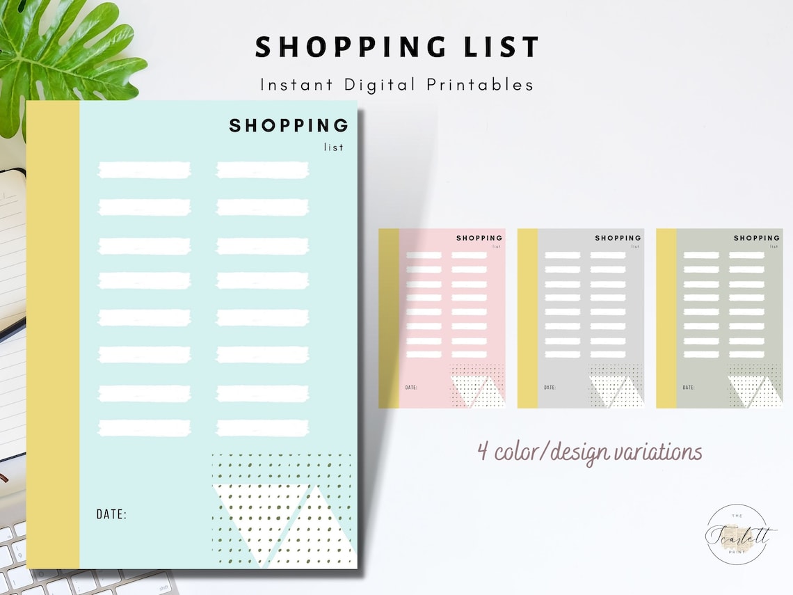Minimalist Shopping List Simple Instant Digital Printable - Etsy