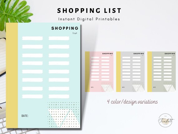 Minimalist Shopping List Simple Instant Digital Printable - Etsy