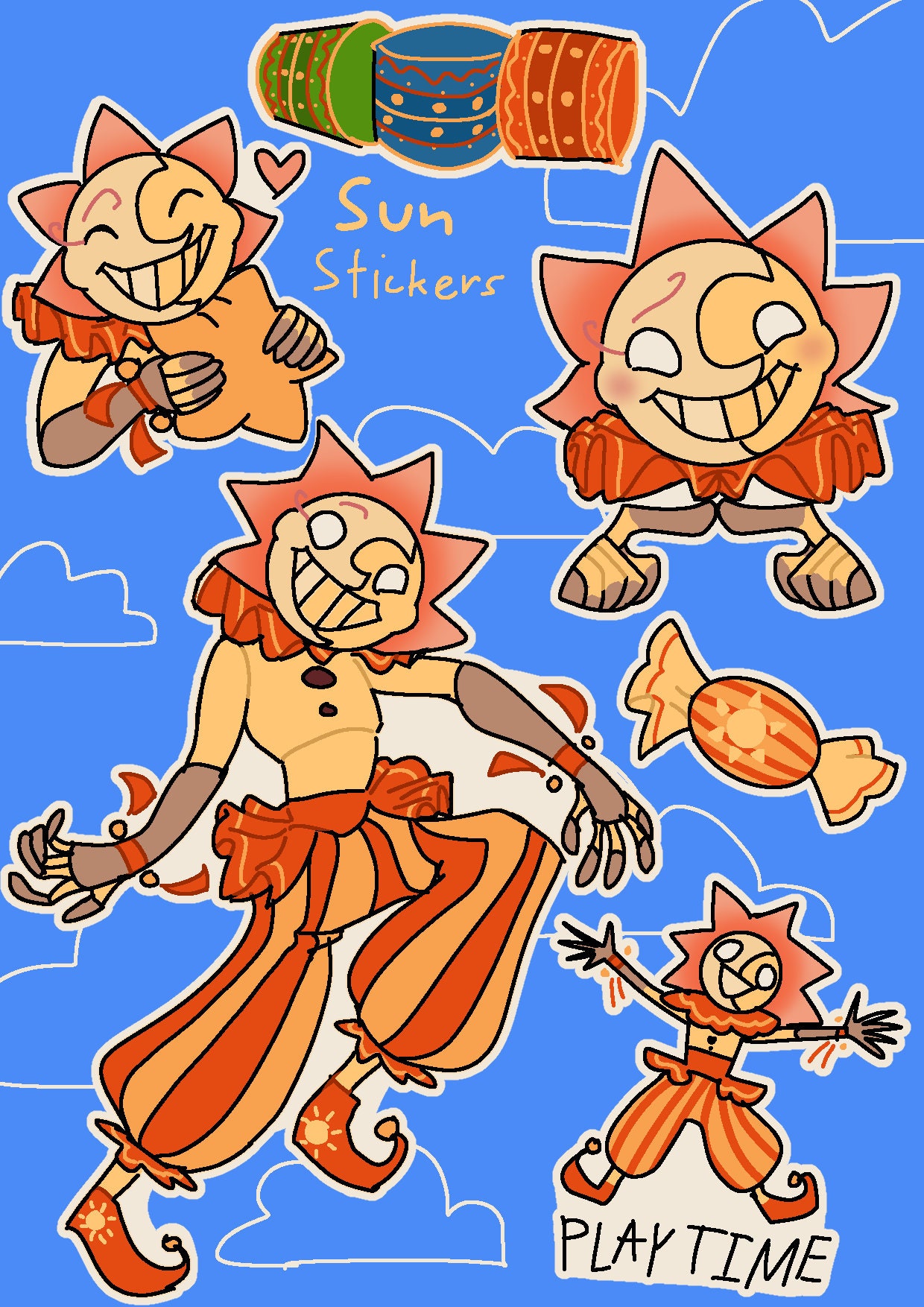 FNAF Sun and Moon Sticker Sheets - Etsy