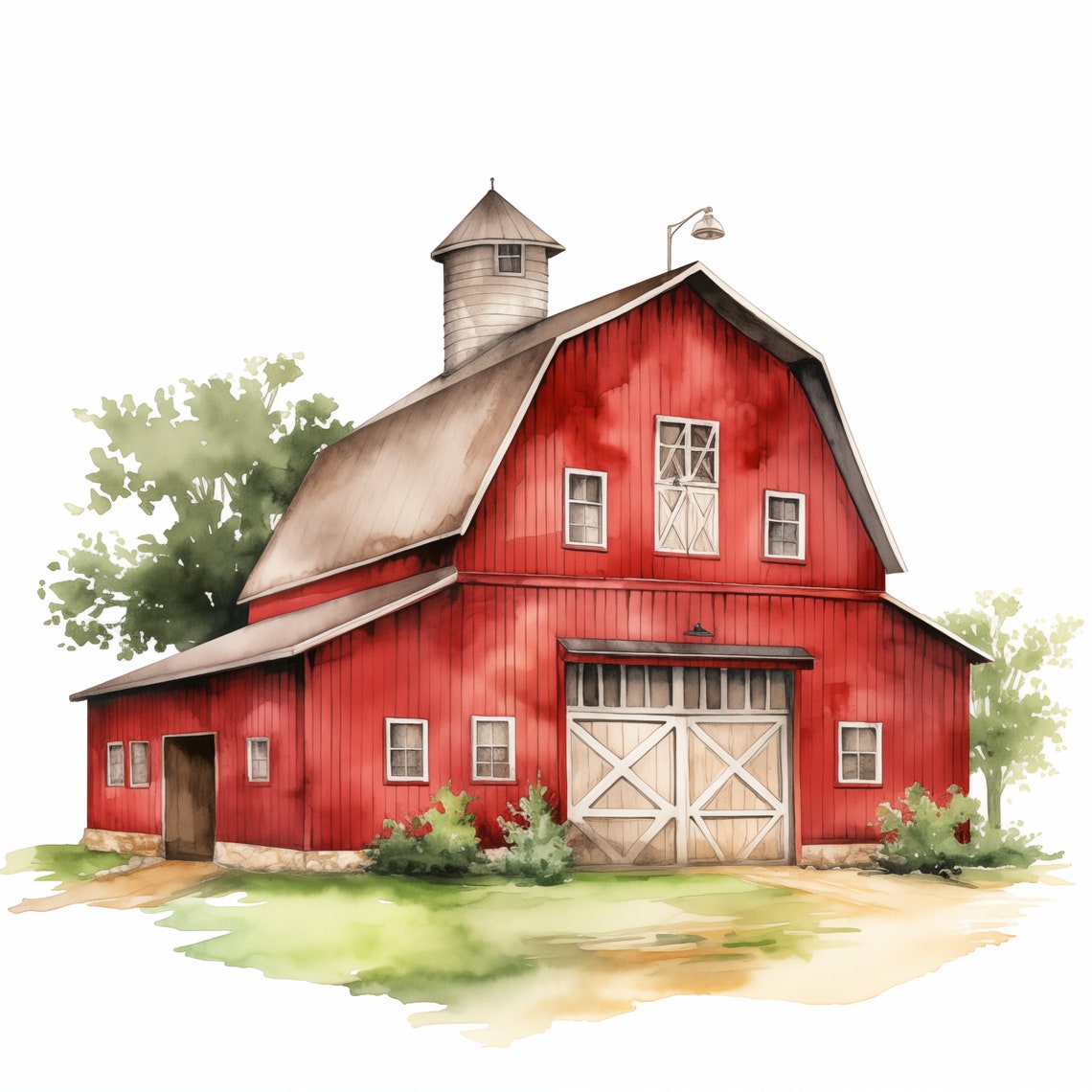 Watercolor Red Farm Barn Clipart: 10 JPG Images (commercial Use) - Etsy