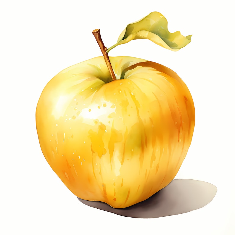 Golden Apple Clipart, Yellow Apples Images, 10 Watercolor Clip Art ...