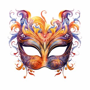 Carnival Mask Clipart, Venice Masks Images, 10 Watercolor Clip Art ...