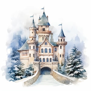 Winter Castle Clipart, Snow Palace Images, 10 Watercolor Clip Art ...