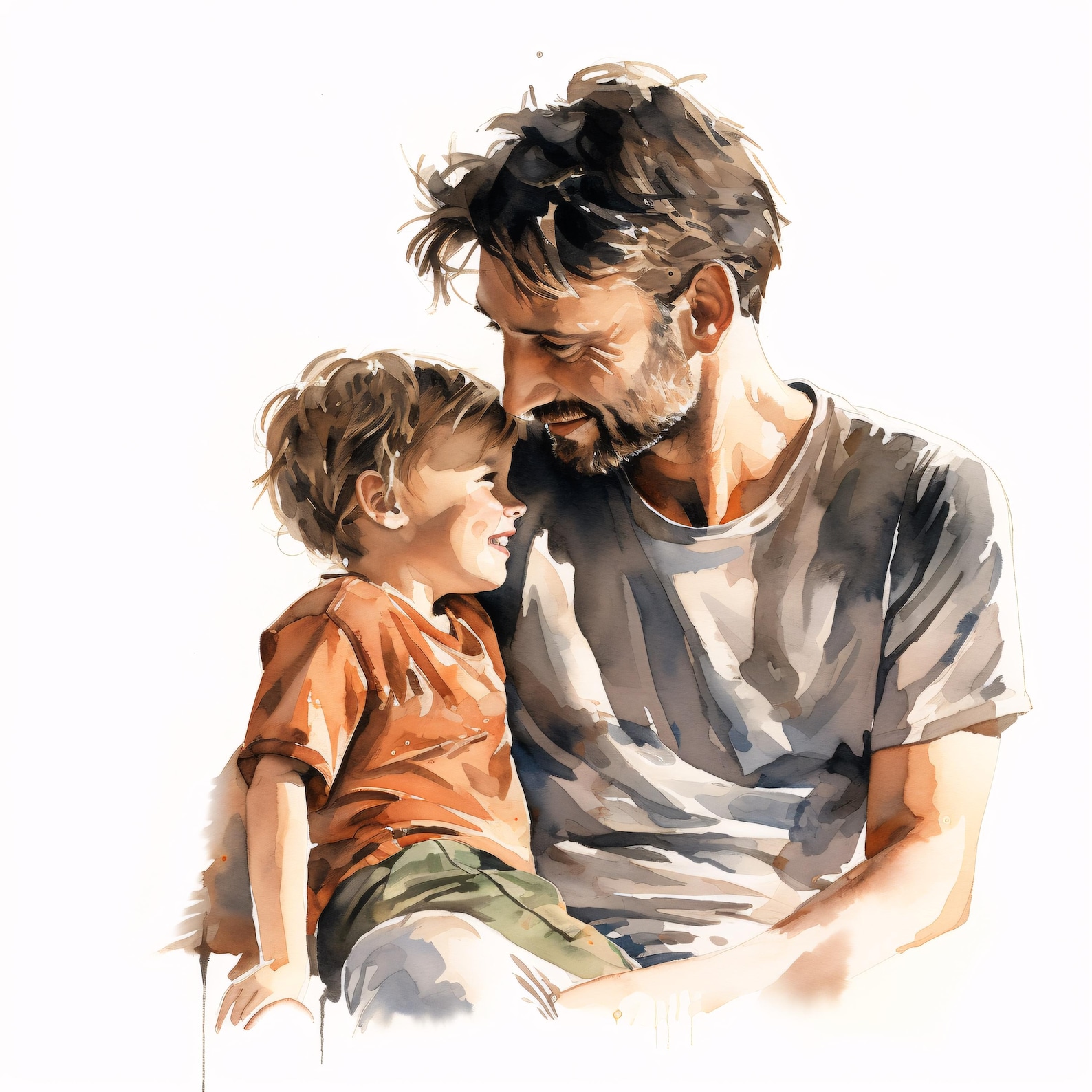 Father and Son Watercolor Clipart: Family Love Art, Commercial Use ...