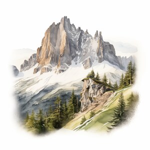 Dolomites Italy Watercolor Clipart: Landscape Jpgs (commercial Use) - Etsy
