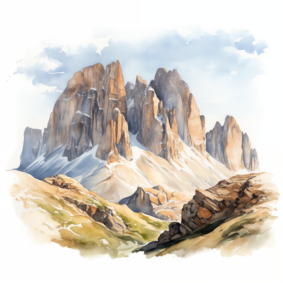 Dolomites Italy Clipart, Dolomites Landscape Images, 10 Watercolor Clip ...