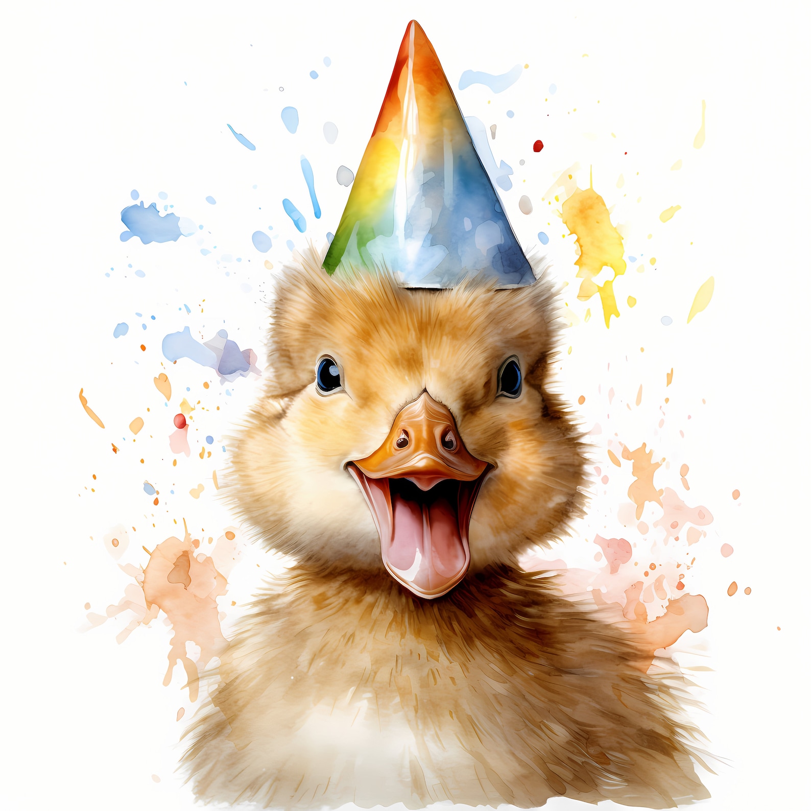 Duck Clipart, Duck With Party Hat Images, 10 Watercolor Clip Art ...