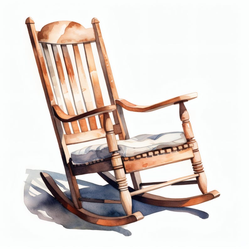Rocking Chair Clipart, Wooden Furniture Images, 10 Watercolor Clip Art ...