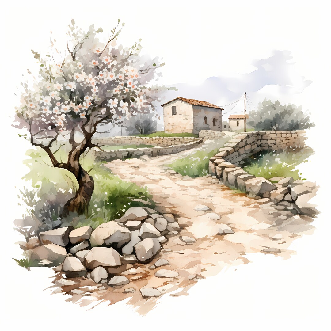 Rustic Footpath, Nature Walk Path Watercolor Clipart Set With 10 JPG ...