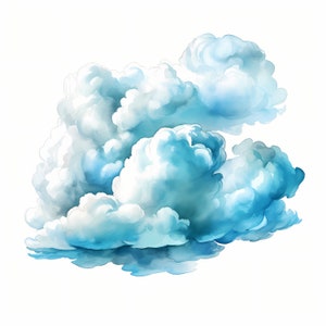 Pastel Clouds Clipart, Blue Cloudy Sky Images, 10 Watercolor Clip Art ...