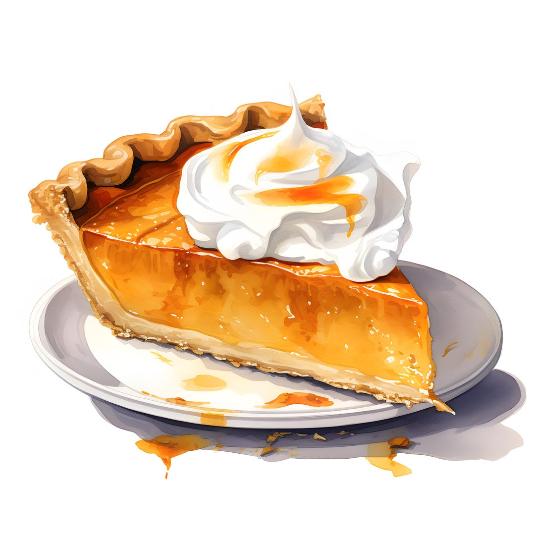 Watercolor Pumpkin Pie Clipart: 10 JPG Images, Commercial Use (digital ...