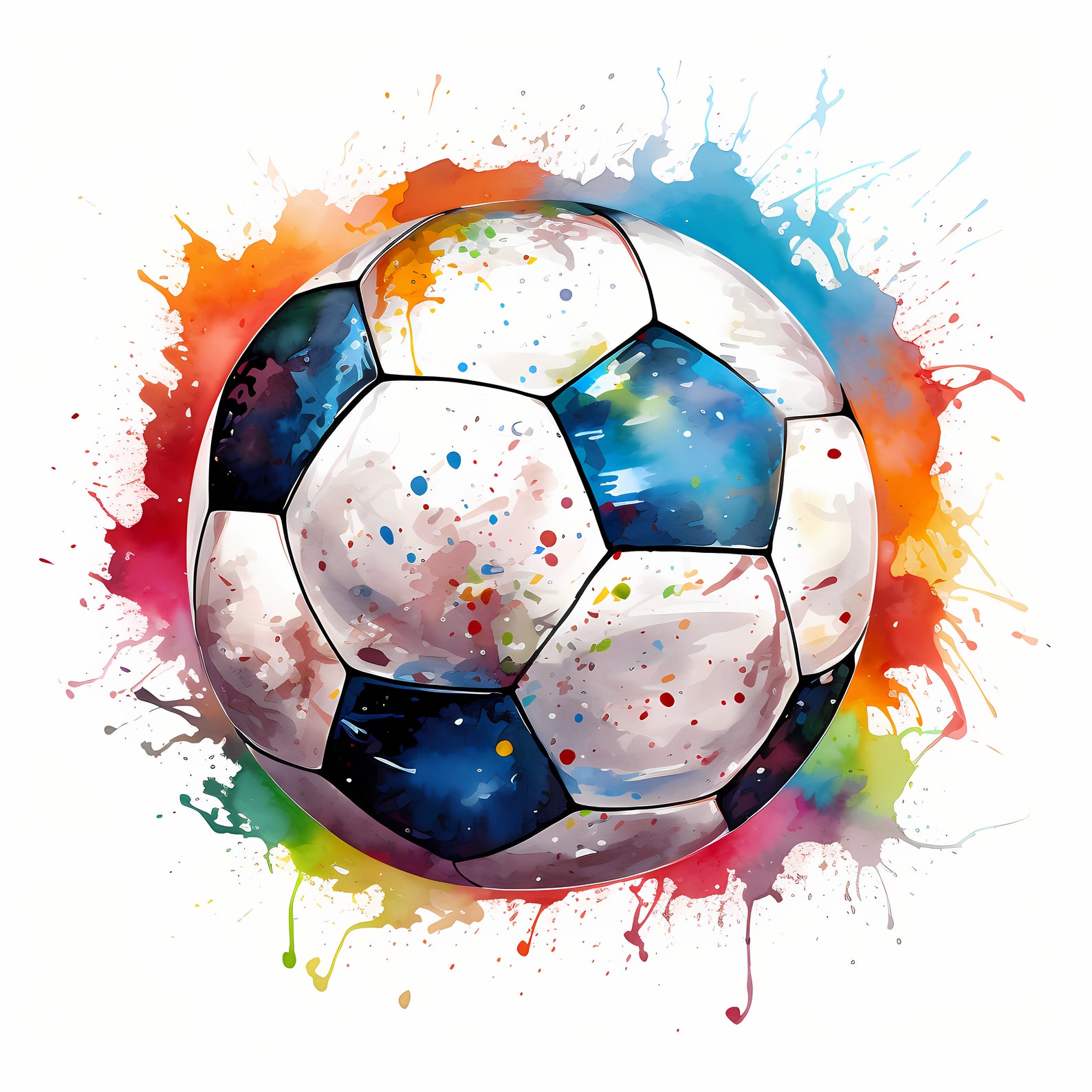 Watercolor Soccer Ball Clipart: Sport Illustrations (jpgs, Commercial ...