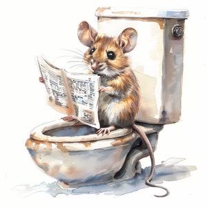 Field Mouse Clipart, Mouse on the Toilet Images, 10 Watercolor Clip Art ...