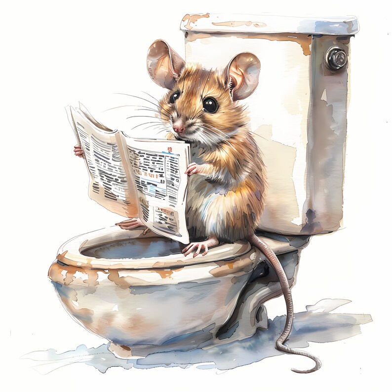 Field Mouse Clipart, Mouse on the Toilet Images, 10 Watercolor Clip Art ...
