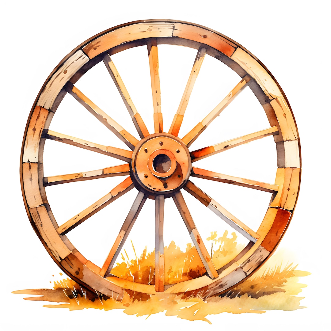 Wagon Wheel Clipart, Autumn Wagon Wheels Images, 10 Watercolor Clip Art ...