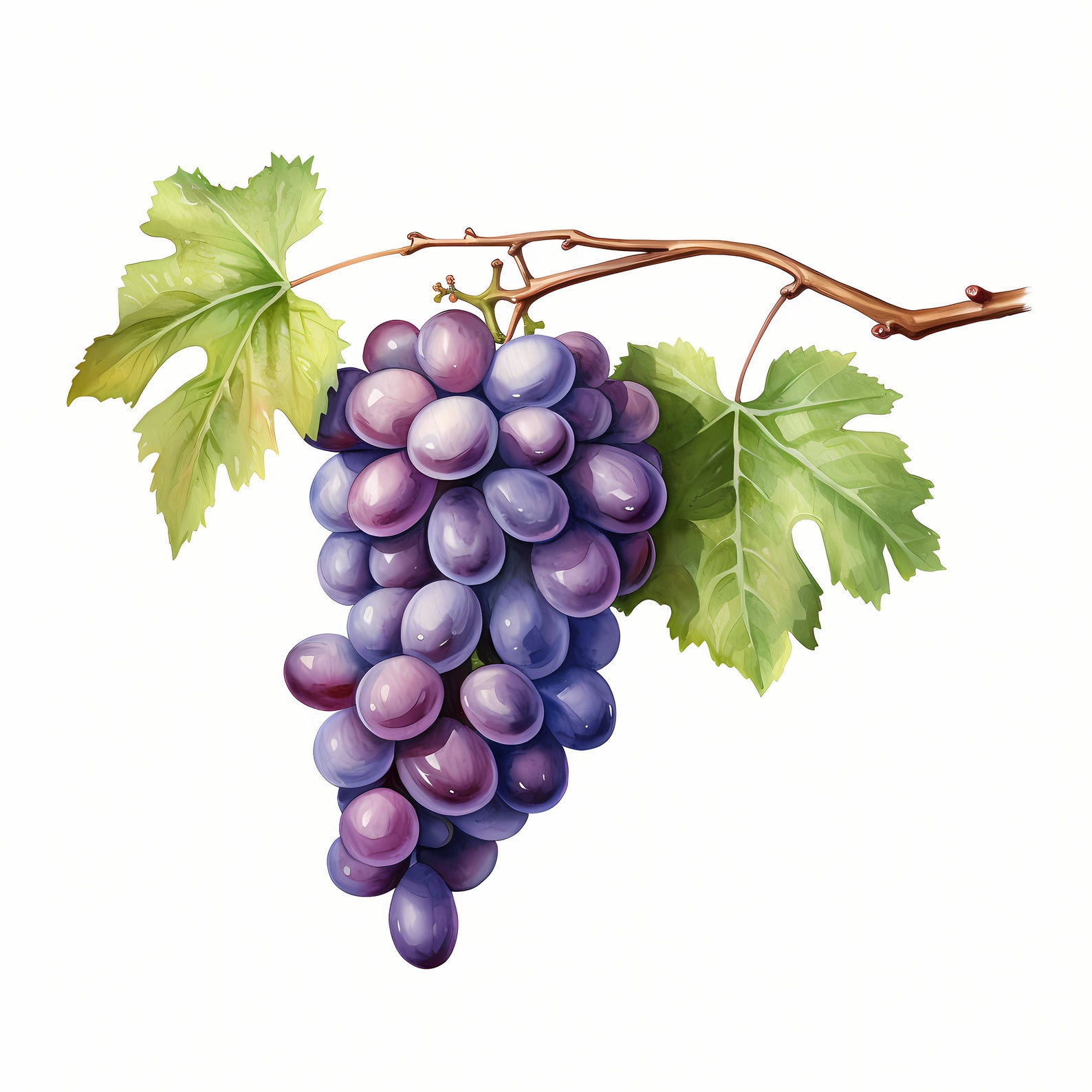 Grapes Clipart, Grape Branches Images, 10 Watercolor Clip Art ...