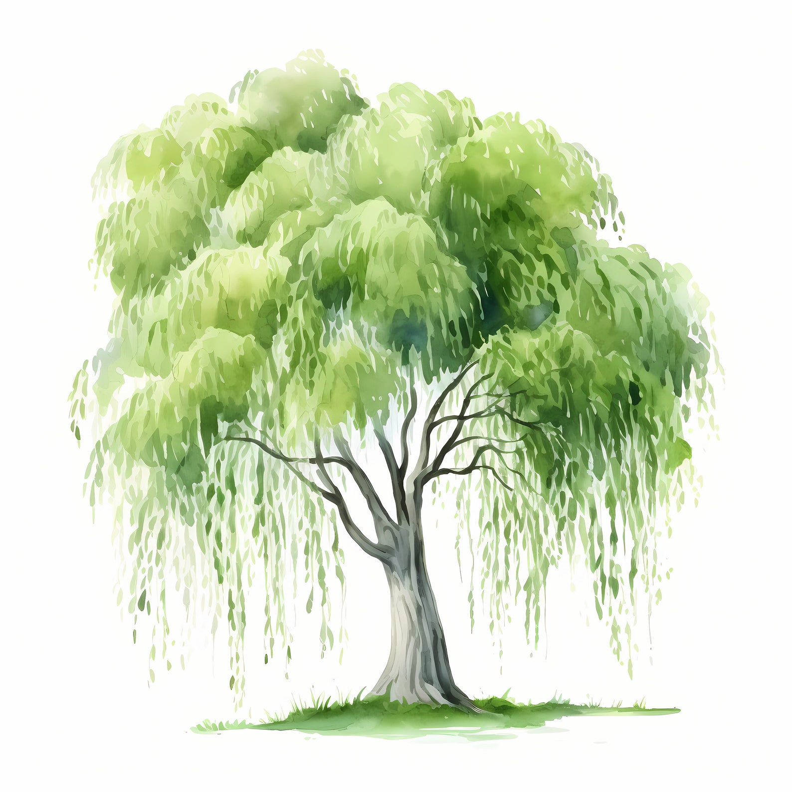 Willow Tree Clipart, Willow Tree Breeze Images, 10 Watercolor Clip Art ...