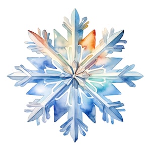 Watercolor Snowflake Clipart: 10 JPG Images, Commercial Use (digital ...