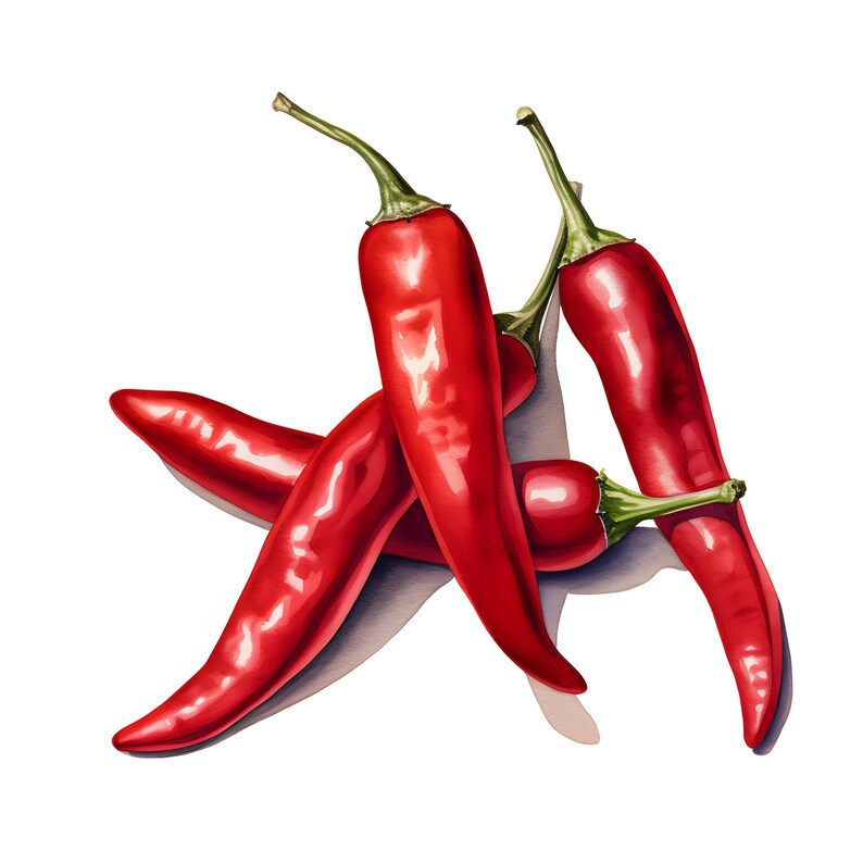 Watercolor Red Hot Chilli Peppers Clipart: Printable JPG Images ...