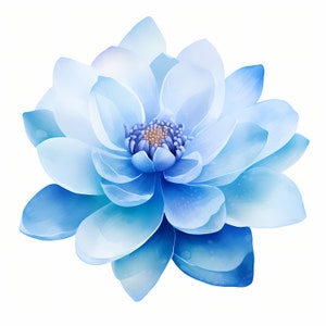 Lotus Clipart, Abstract Blue Flower Images, 10 Watercolor Clip Art ...