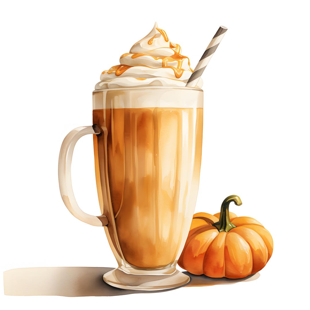 Pumpkin Spice Latte Clipart: Watercolor Coffee Art (jpgs) - Etsy