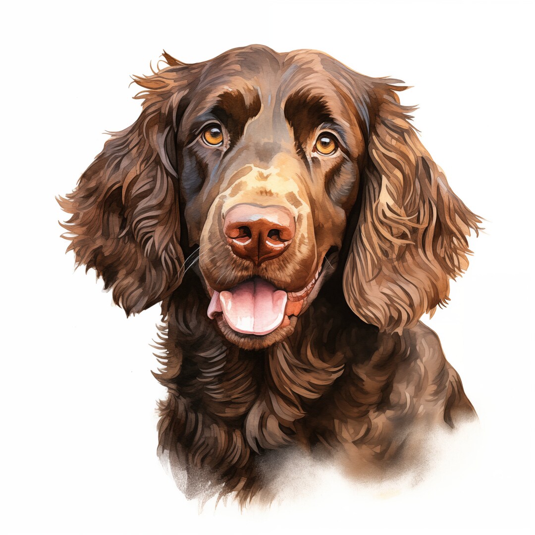 Irish Water Spaniel Clipart, Spaniel Dog Images, 10 Watercolor Clip Art ...