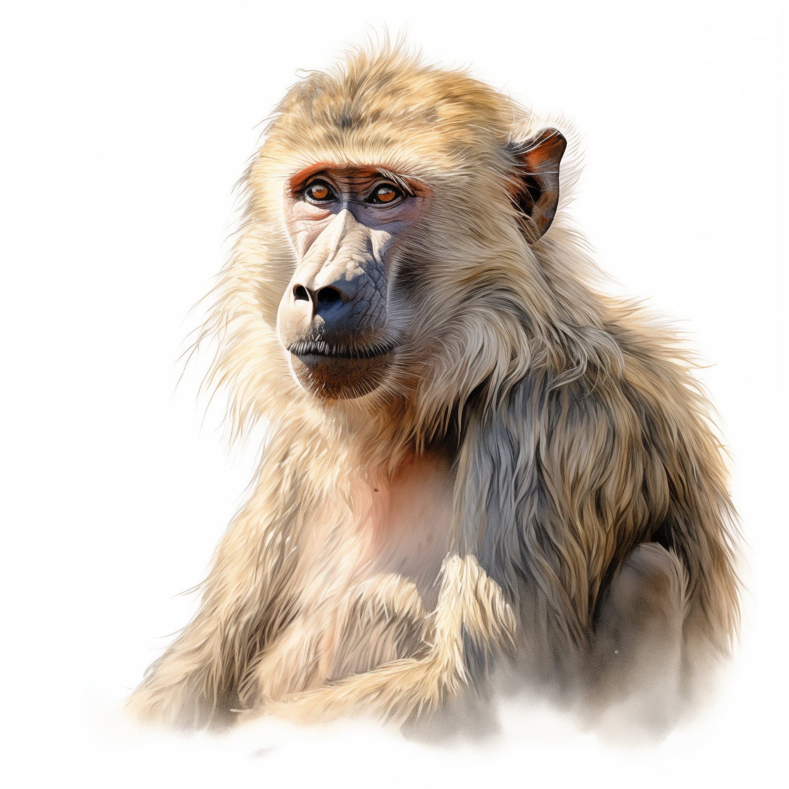 Baboon Clipart, Rainforest Primates Images, 10 Watercolor Clip Art ...