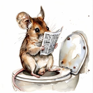 Field Mouse Clipart, Mouse on the Toilet Images, 10 Watercolor Clip Art ...