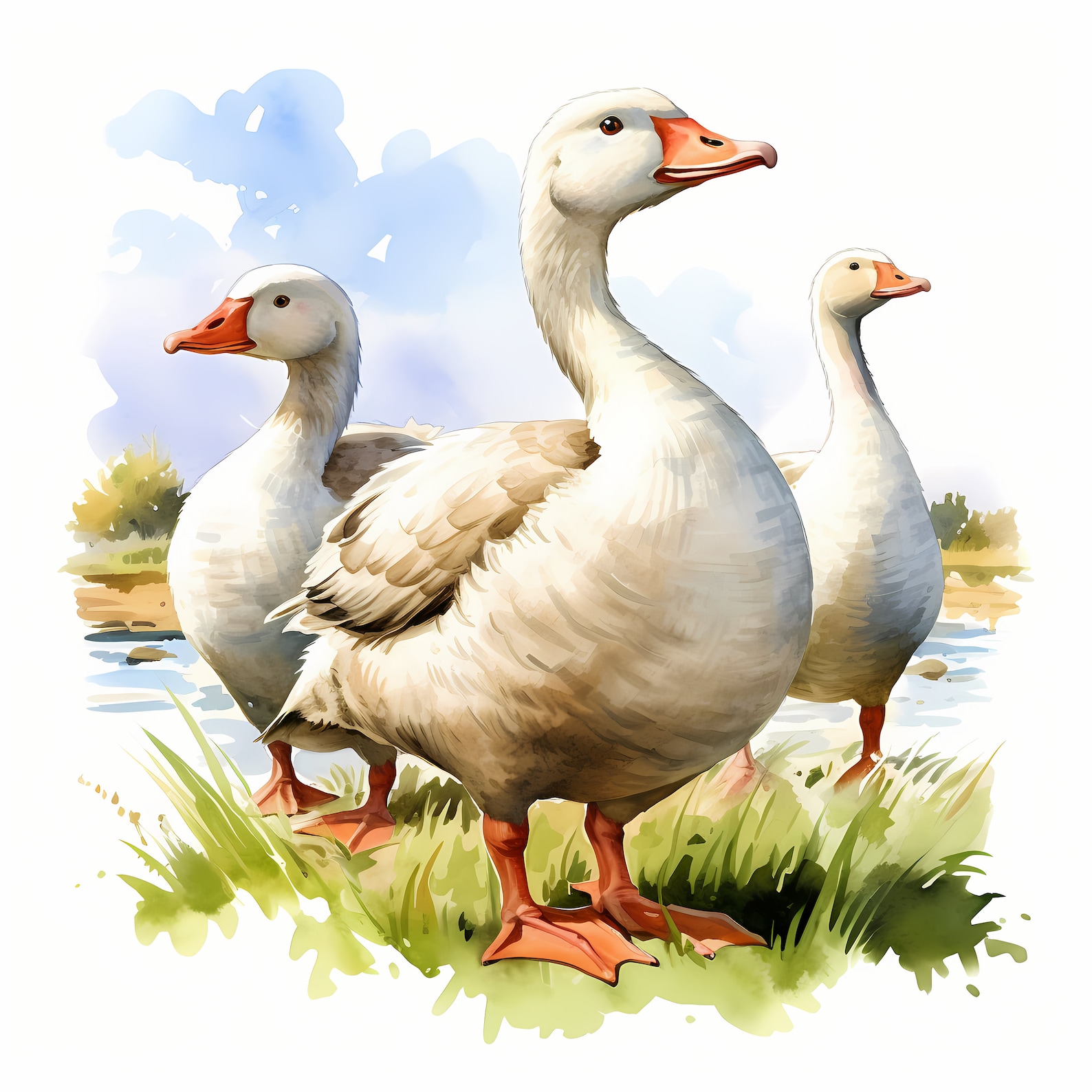 Goose Clipart, Farm Geese Images, 10 Watercolor Clip Art, Printable ...