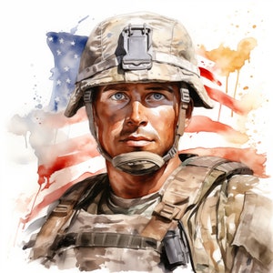 US Soldier Clipart, USA Army Soldier Images, 10 Watercolor Clip Art ...