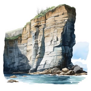 British Cliff Clipart, Coastal Cliff Images, 10 Watercolor Clip Art ...