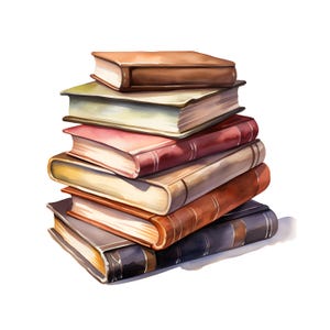 Stack of Books Clipart, Stack Books Images, 10 Watercolor Clip Art ...