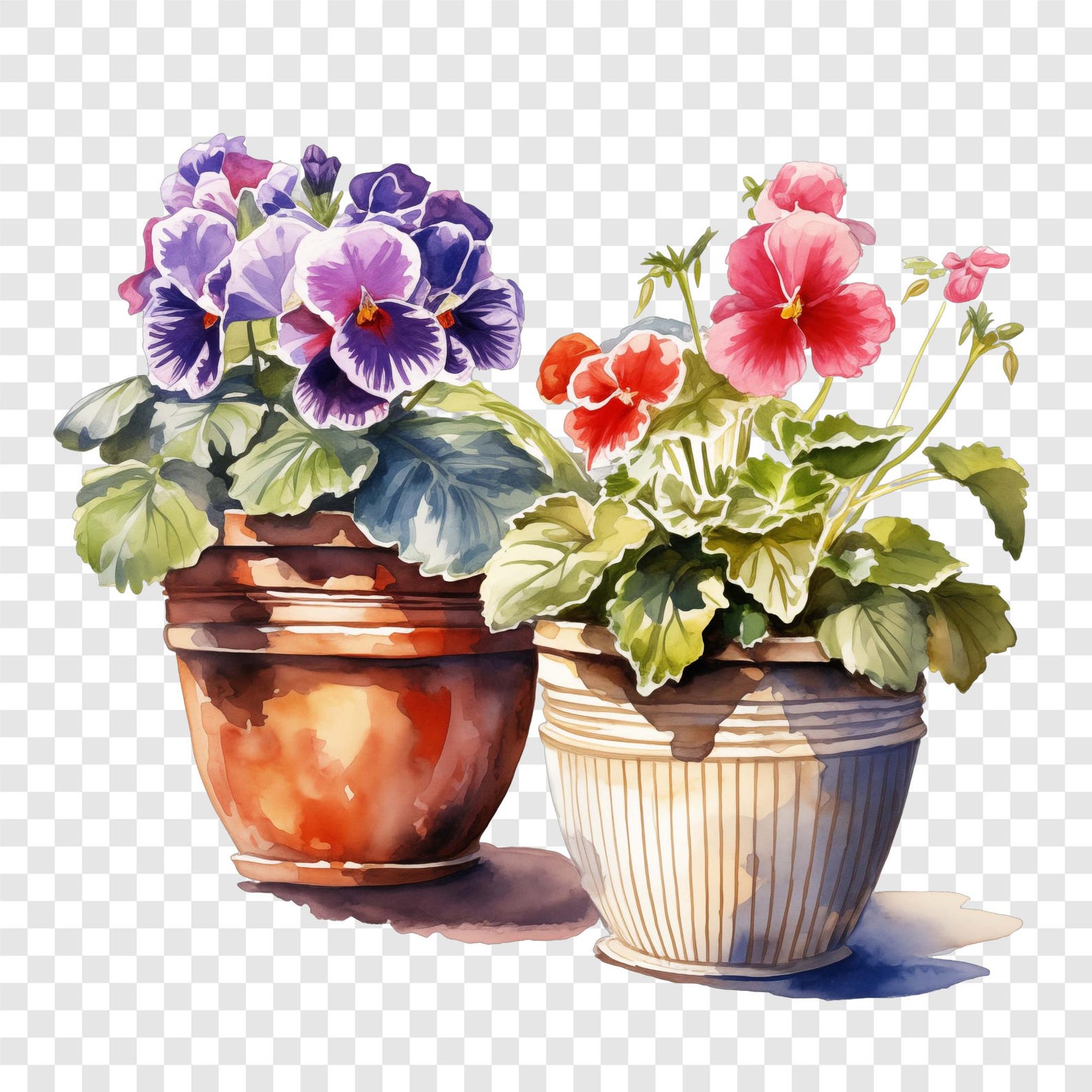 8 PNG Flower Pots Clipart, Garden Plants Images, Watercolor Clip Art ...